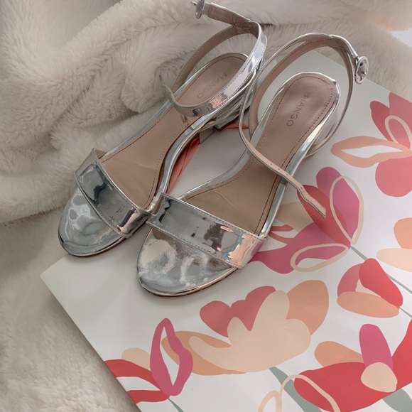 Mango | Shoes | Mango Silver Metallic Sandals | Poshmark